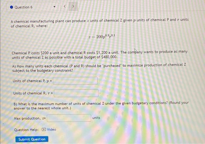 Solved A chemical manufacturing plant can produce z units of | Chegg.com