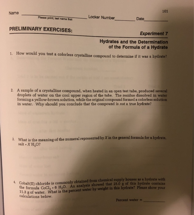 Solved 101 Name Locker Number Please print last name first | Chegg.com
