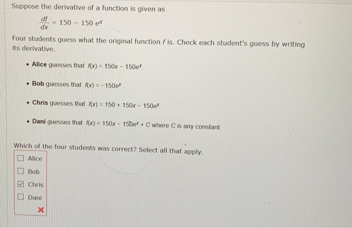 Solved Suppose the derivative of a function is given as df | Chegg.com