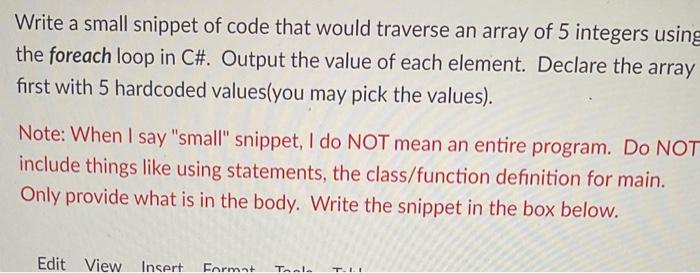 Solved Write a small snippet of code that would traverse an | Chegg.com