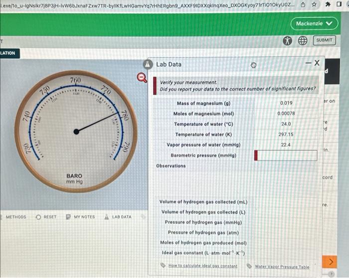 Verify your measurement. Did you report your data to | Chegg.com