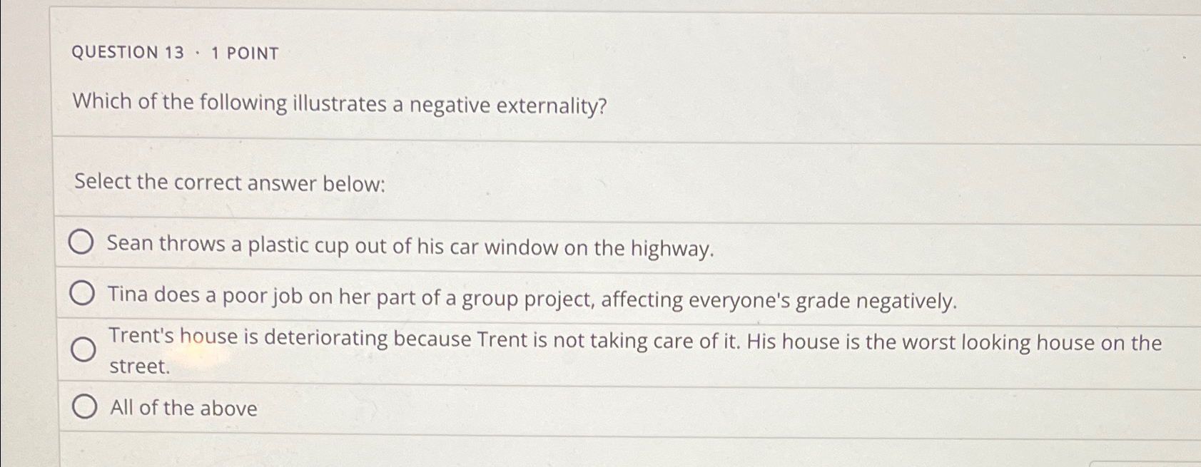Solved QUESTION 13 - 1 ﻿POINTWhich of the following | Chegg.com