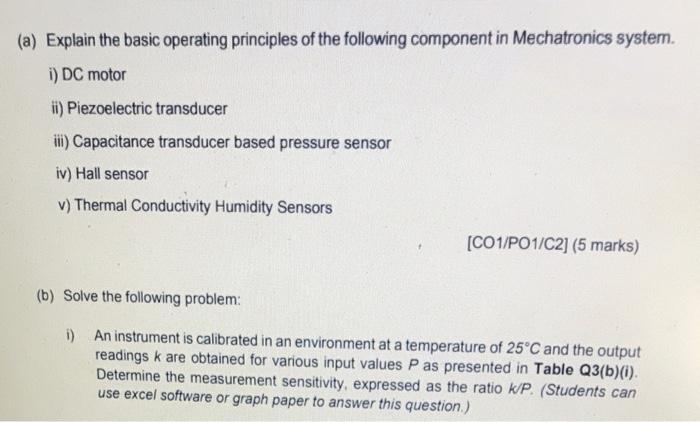Solved (a) Explain the basic operating principles of the | Chegg.com