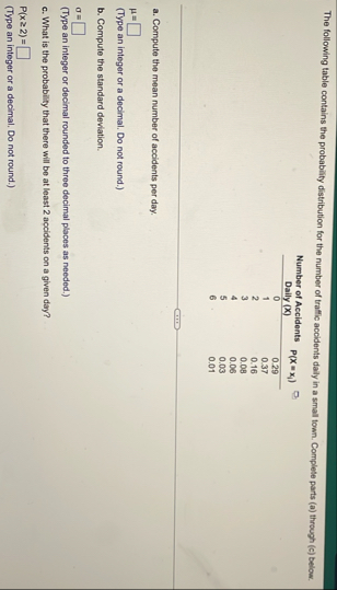 Solved The following table contains the probability | Chegg.com