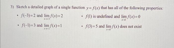 Solved 3) Sketch a detailed graph of a single function | Chegg.com