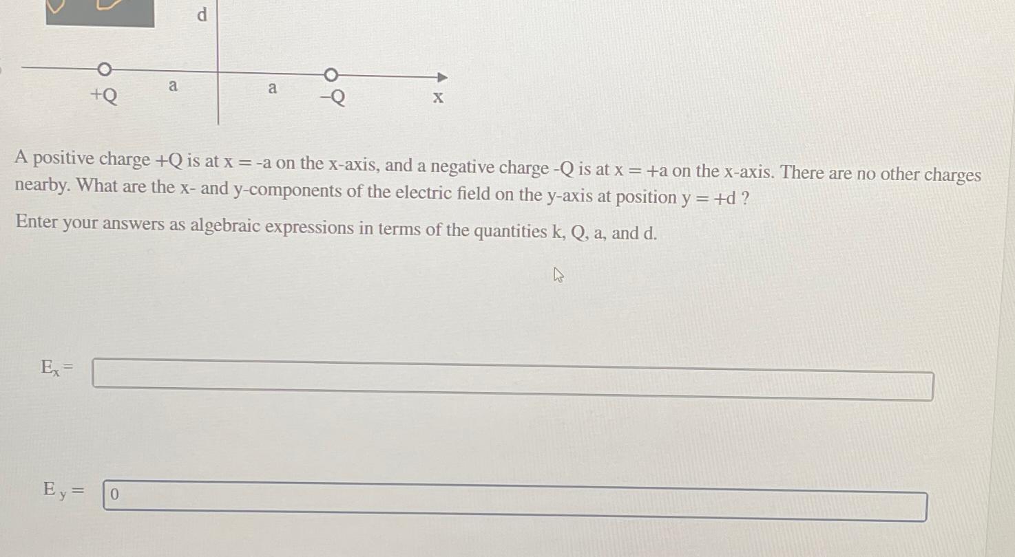 Solved A positive charge +Q ﻿is at x=-a ﻿on the x-axis, and | Chegg.com