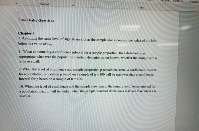 Solved M e Subtitle Subtle Em.. Emphasis Paragraph | Chegg.com