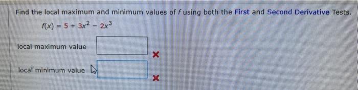 [Solved]: Find the local maximum and minimum values of ( f