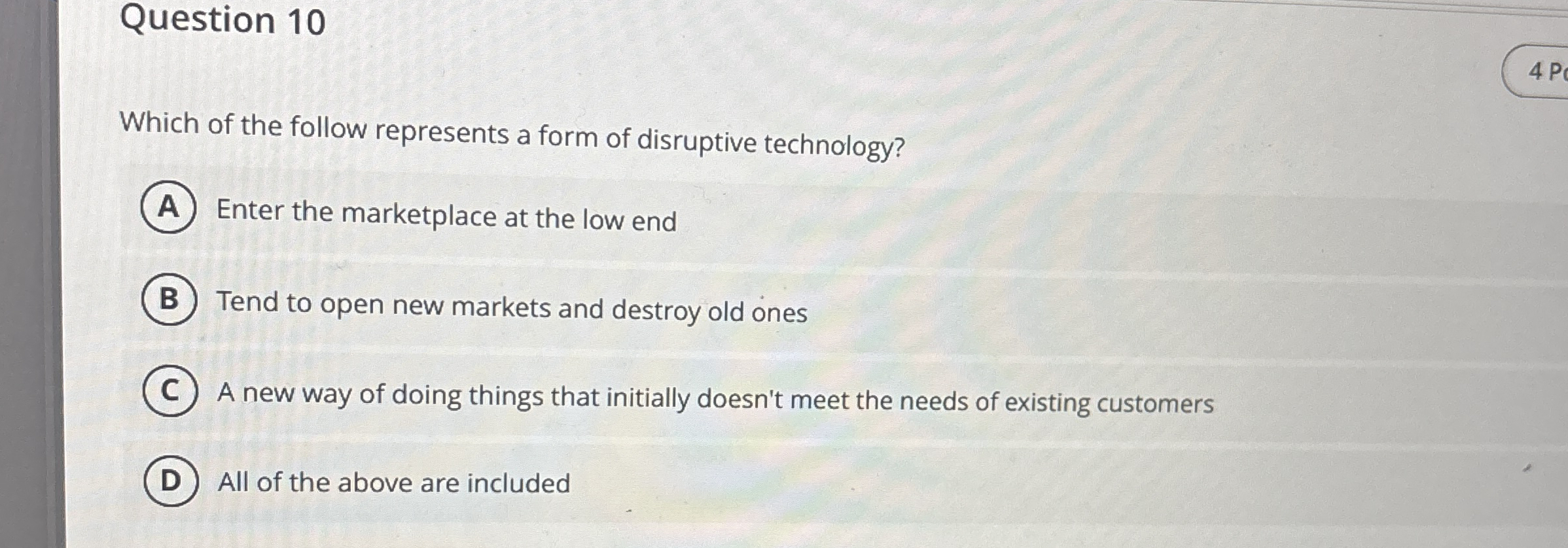Solved Question 10Which of the follow represents a form of | Chegg.com