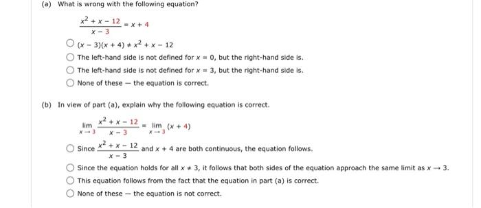 Solved (a) What is wrong with the following equation? | Chegg.com