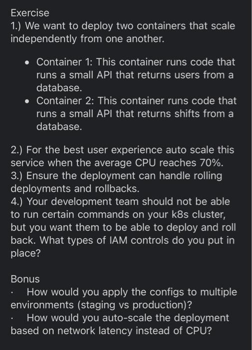 Solved Exercise 1.) We want to deploy two containers that | Chegg.com