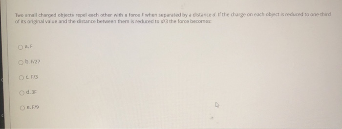 Solved Two small charged objects repel each other with a | Chegg.com