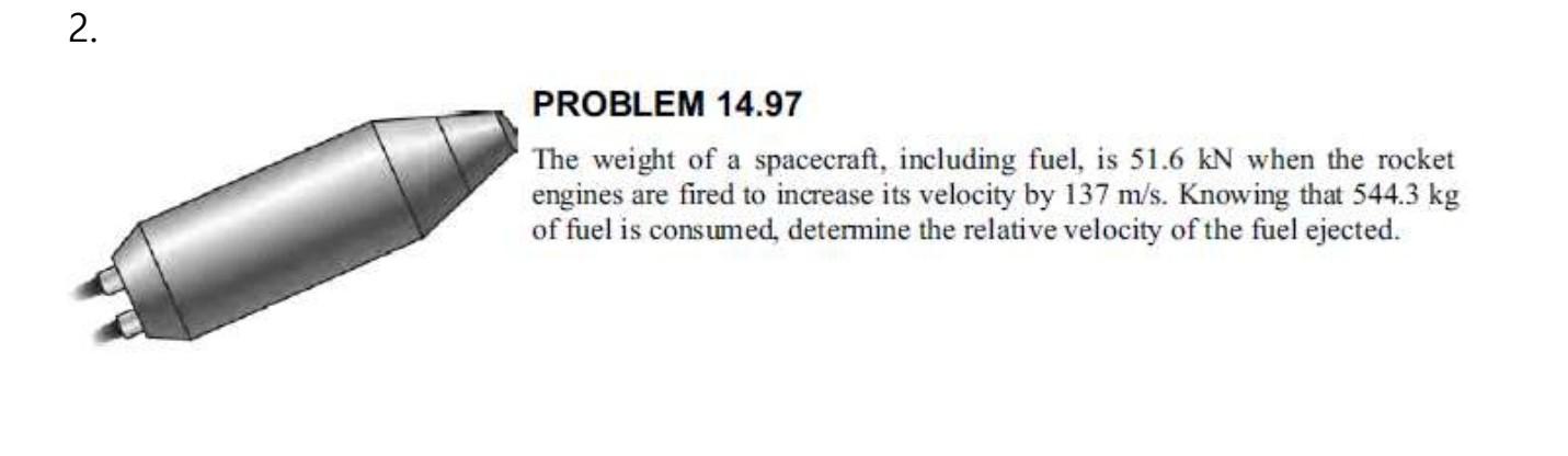Solved The Weight Of A Spacecraft Including Fuel Is 51 6kn