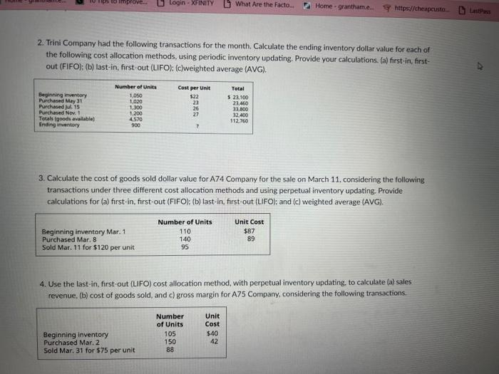 Solved Use the last-in, first-out (LIFO) cost allocation | Chegg.com