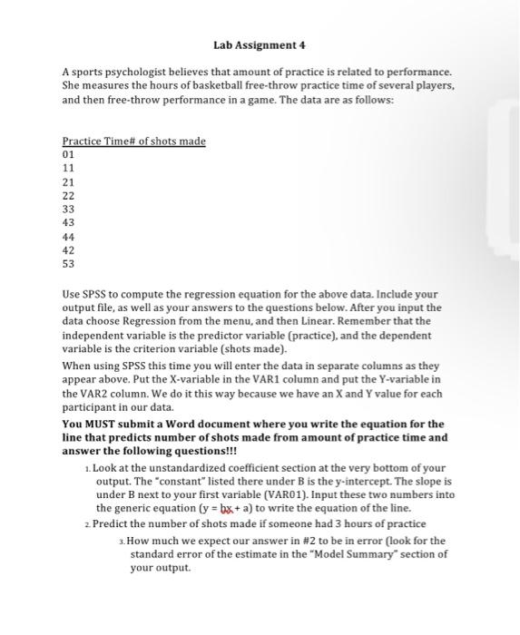 Solved Lab Assignment 4 (Statistics psychology)Can you solve | Chegg.com