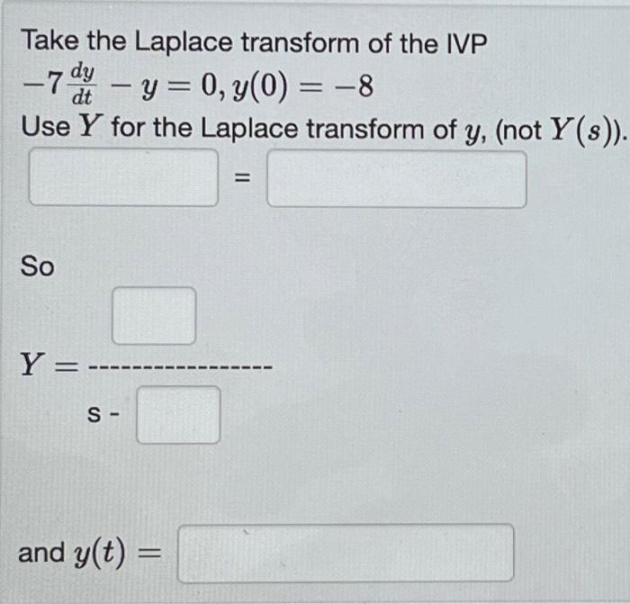Solved Take the Laplace transform of the IVP | Chegg.com