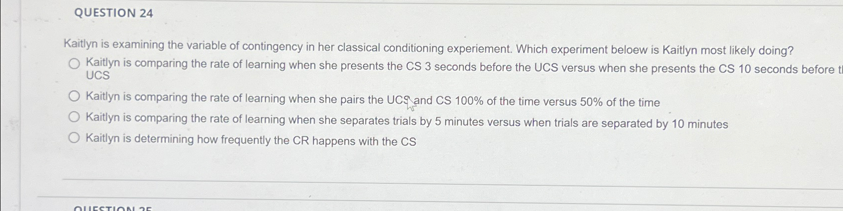 Solved QUESTION 24Kaitlyn is examining the variable of | Chegg.com