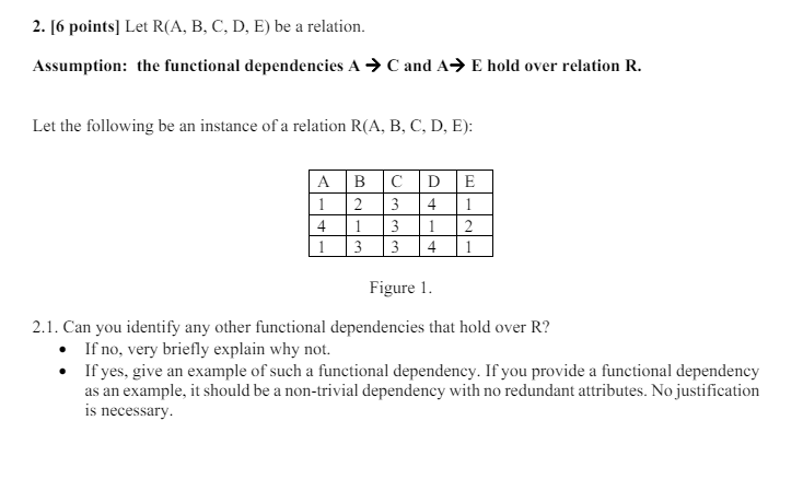 Solved [6 ﻿points] ﻿Let R(A,B,C,D,E) ﻿be a | Chegg.com