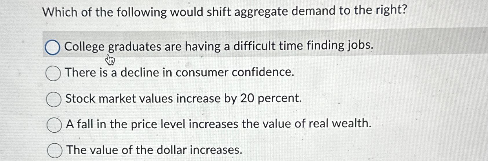 Solved Which of the following would shift aggregate demand | Chegg.com