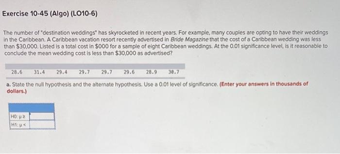 Solved Exercise 10-45 (Algo) (L010-6) The number of | Chegg.com