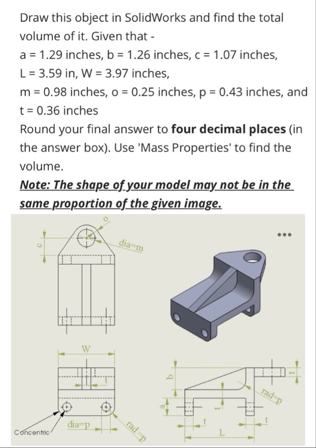 Solved Please help. I do not have access to SolidWorks and | Chegg.com