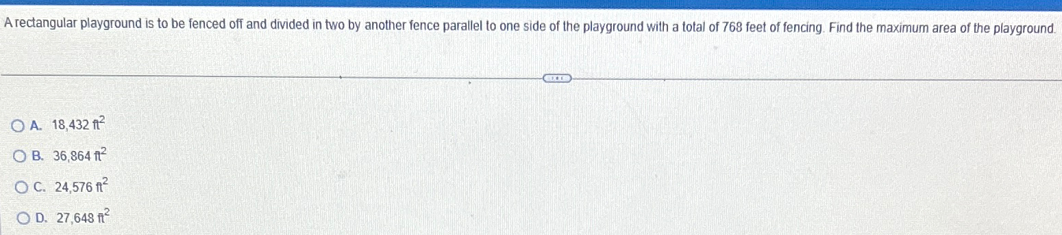 Solved A rectangular playground is to be fenced off and | Chegg.com
