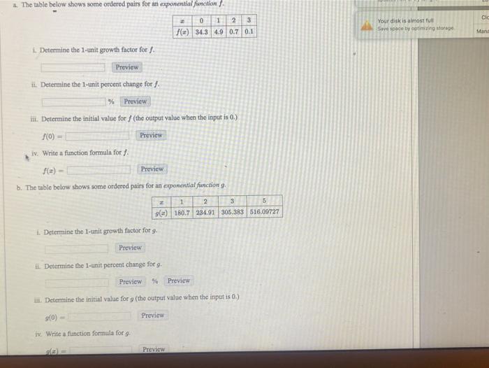 Solved The table below shows some ordered pairs for an | Chegg.com
