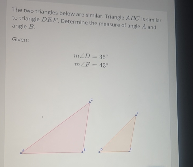 Solved The two triangles below are similar. Triangle ABC is | Chegg.com