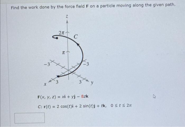 Solved Find the work done by the force field F on a particle | Chegg.com