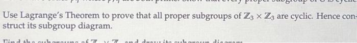 Solved Use Lagrange's Theorem to prove that all proper | Chegg.com