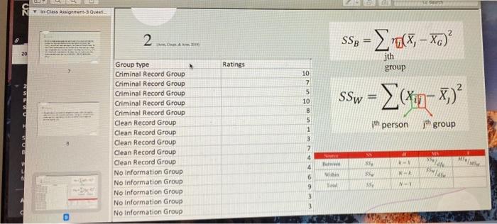 2.SB=∑ jth group r[G(Xˉ1−XG)2SSW=∑ij(Xij−Xˉj)2 | Chegg.com