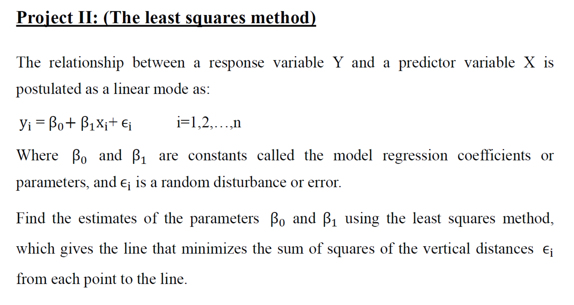 Project II: (The least squares method)The | Chegg.com