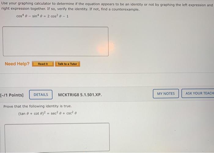 Solved Use your graphing calculator to determine if the | Chegg.com