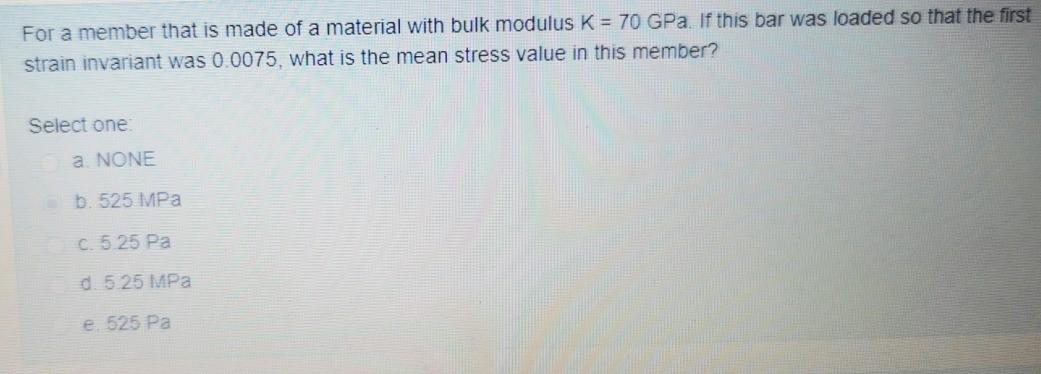 Solved For a member that is made of a material with bulk | Chegg.com