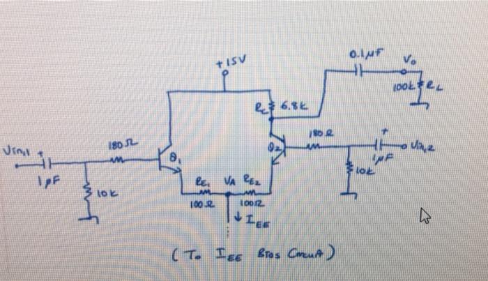 Solved Question 2 Consider the Diff amp circuit below O.IM | Chegg.com