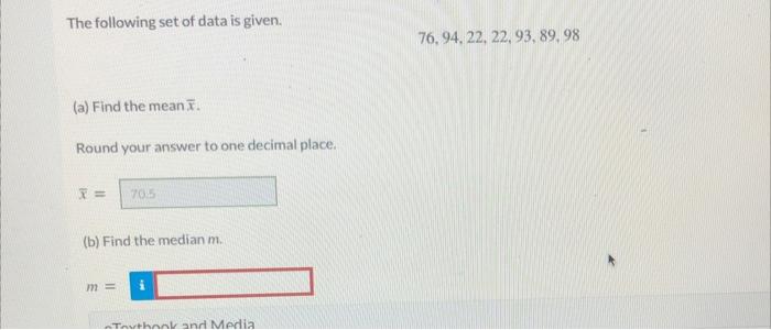 Solved The following set of data is given. 2,7,7,44,69 (a) | Chegg.com