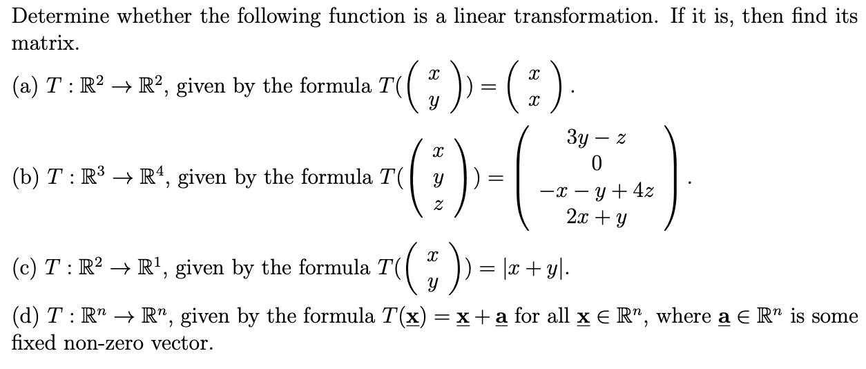 Solved Determine whether the following function is a linear | Chegg.com