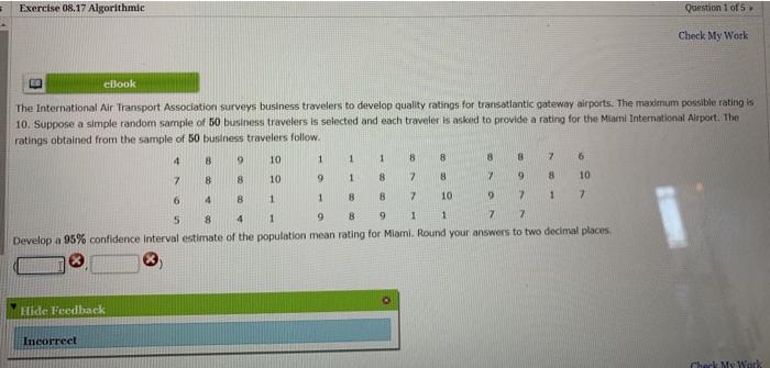 Solved Exercise 08.17 Algorithmic Question 1 of 5 Check My | Chegg.com
