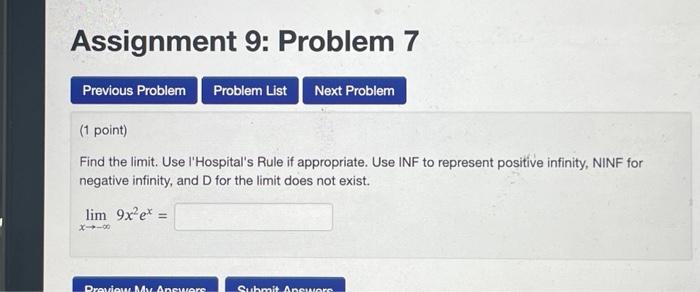 Solved Assignment 9: Problem 7 Previous Problem Problem List | Chegg.com