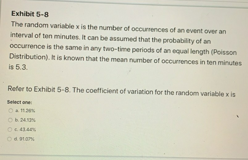 Solved Exhibit 5 8 The Random Variable X Is The Number Of