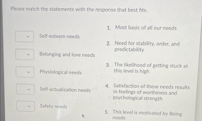 Solved Please match the statements with the response that | Chegg.com