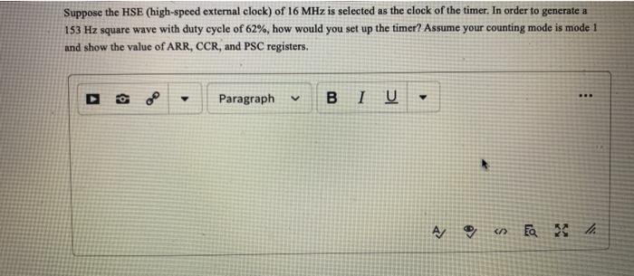 Solved Suppose the HSE (high-speed external clock) of 16 MHz | Chegg.com