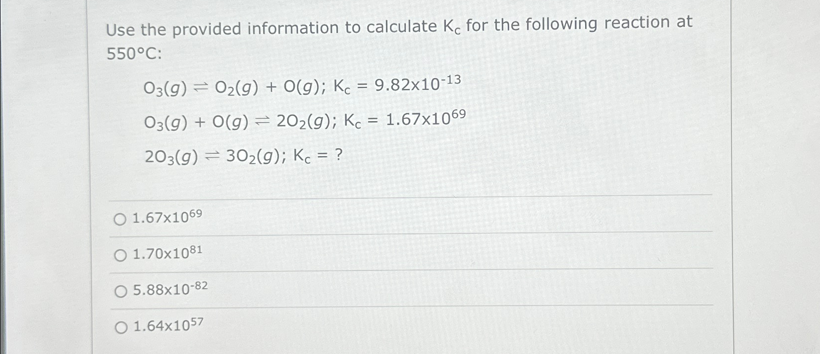 Use the provided information to calculate Kc ﻿for the | Chegg.com