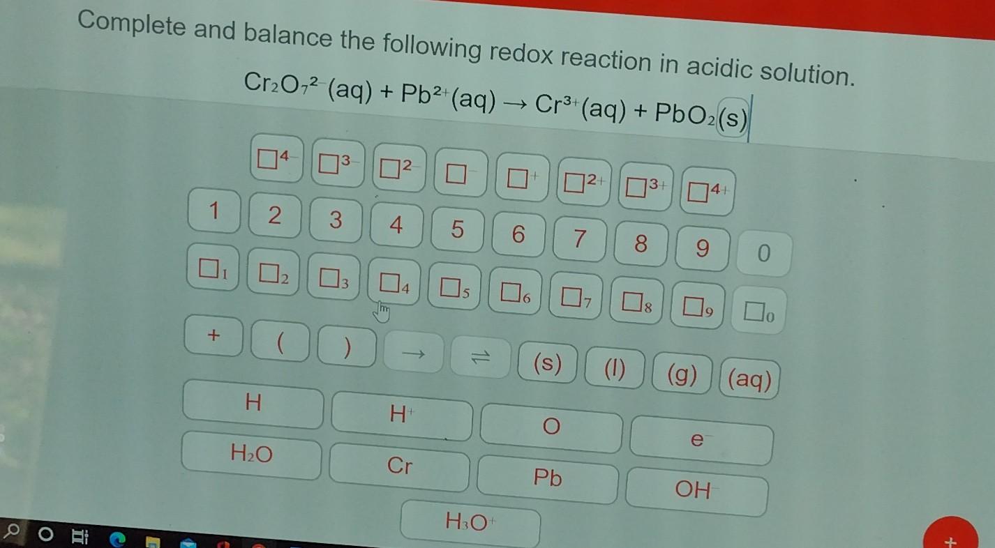 Solved Complete and balance the following redox reaction in | Chegg.com