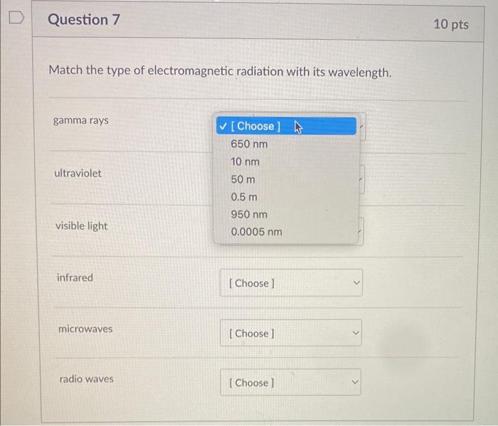 Solved Match the type of electromagnetic radiation with its | Chegg.com
