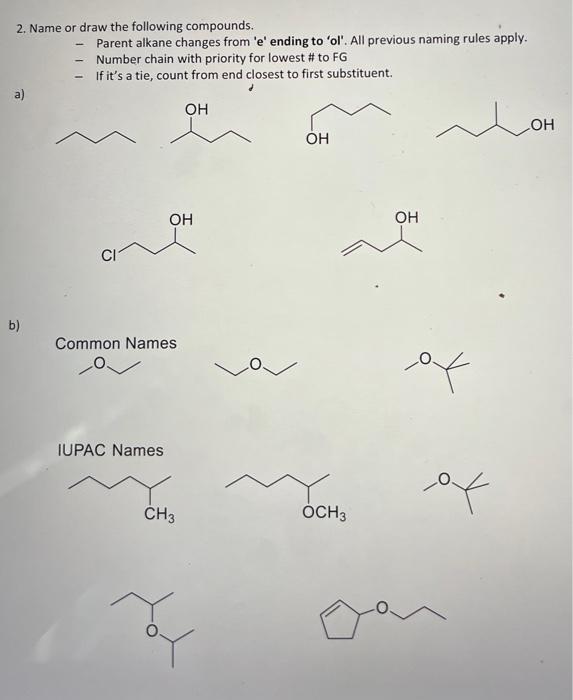 Solved 2. Name or draw the following compounds. - Parent | Chegg.com