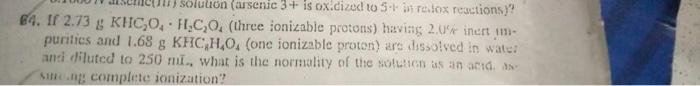 Solved puritics and 1.68 gKH2 K4O4 (one ionizable proton) | Chegg.com