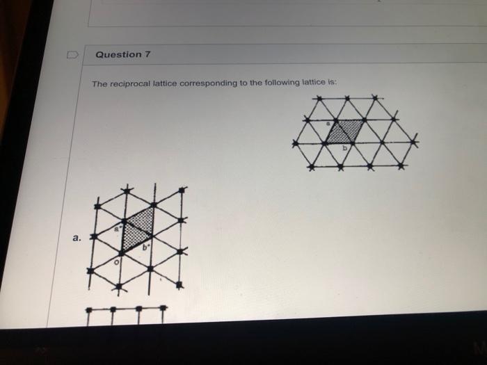 Solved Question 7 The reciprocal lattice corresponding to | Chegg.com