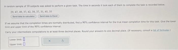 Solved A random sample of 10 subjects was asked to perform a | Chegg.com
