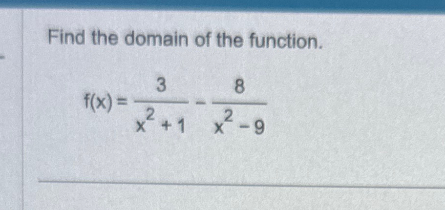 Solved Find the domain of the function.f(x)=3x2+1-8x2-9 | Chegg.com